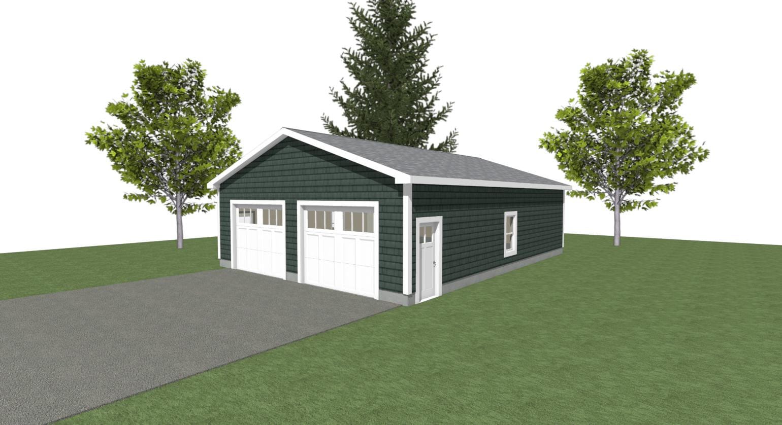 GARAGE PLANS : 30 X 40 - 2 Car Garage Plans - 4/12 and 6/12, - 10' Wall ...