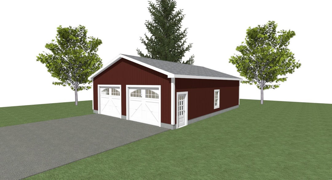 GARAGE PLANS : 30 X 40 - 2 Car Garage Plans - 4/12 and 6/12, - 10' Wall ...
