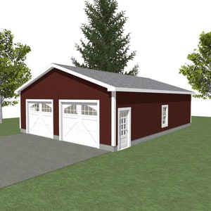 GARAGE PLANS : 30 X 40 - 2 Car Garage Plans - 4/12 and 6/12, - 10' Wall ...