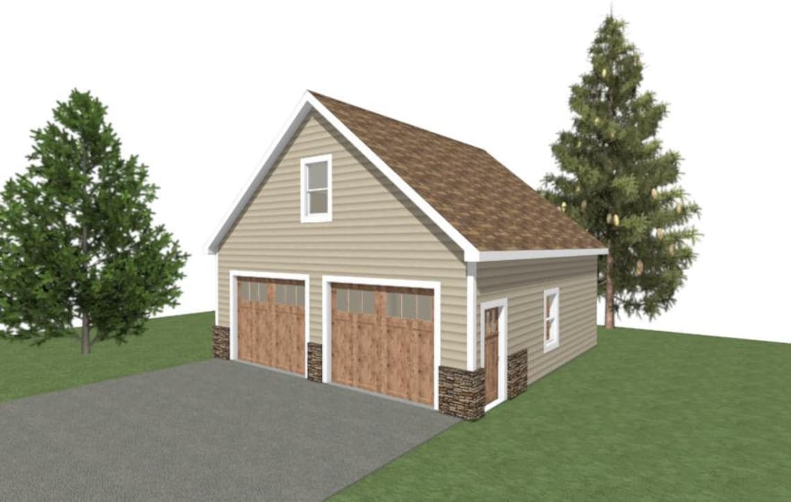 2-car Garage Plan: 28x28, 10' Wall, Storage Above (digital Download) - Etsy