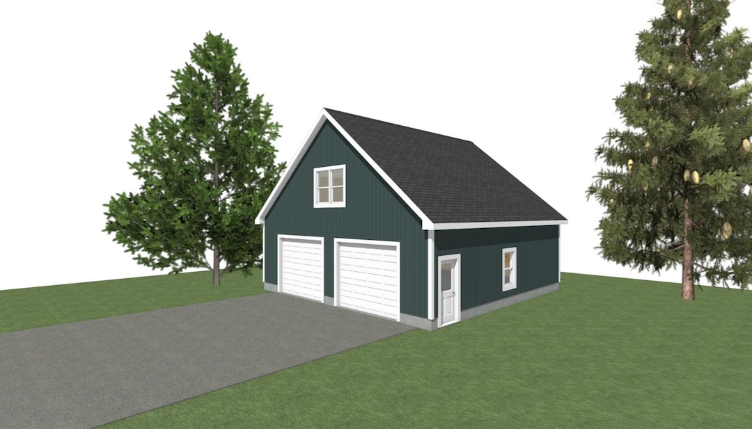 GARAGE PLAN : 32 X 32 - 2 Car Garage Plans - 10/12 Pitch - 10ft Wall - With Storage or Studio ...