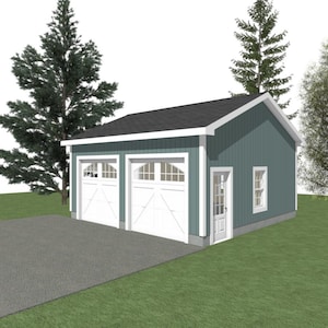 GARAGE PLANS : 22 X 22 - 2 Car Garage Plans - 10' Wall - 5/12 Pitch - Etsy