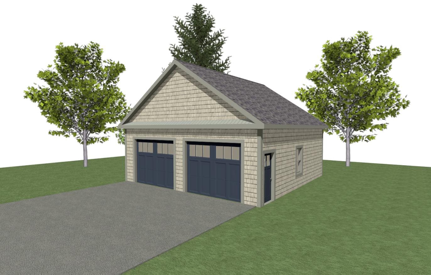 2 Car Garage Plans : 26x26, 10'-0" Wall, 6/12 and 8/12 Pitch (digital ...