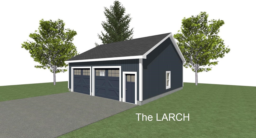 2 Car Garage Plans: 30x30, 10' Wall, 6/12 & 8/12 Pitch (digital ...