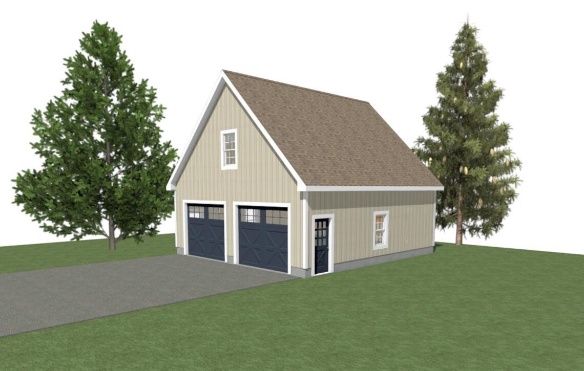 GARAGE PLANS : 28 X 32 - 2 Car Garage Plans - 10' Wall - 12/12 Pitch ...