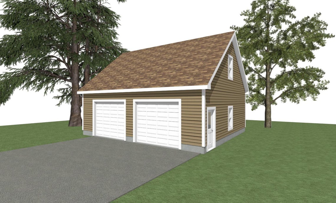 GARAGE PLANS : 32 X 28 - 2 Car Garage Plans - 10' Wall - 10/12 and 12/ ...