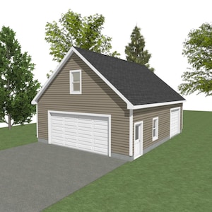 GARAGE PLAN : 28 X 36 - 2 Car/ 1 Door Garage Plans - 10' Wall - 10/12 ...