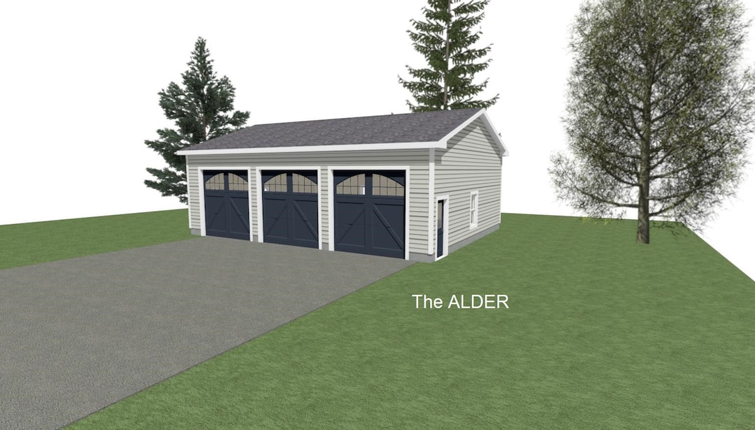 3 Car Garage Plans: 40 X 30 Ft, 12' Wall (digital Download) - Etsy