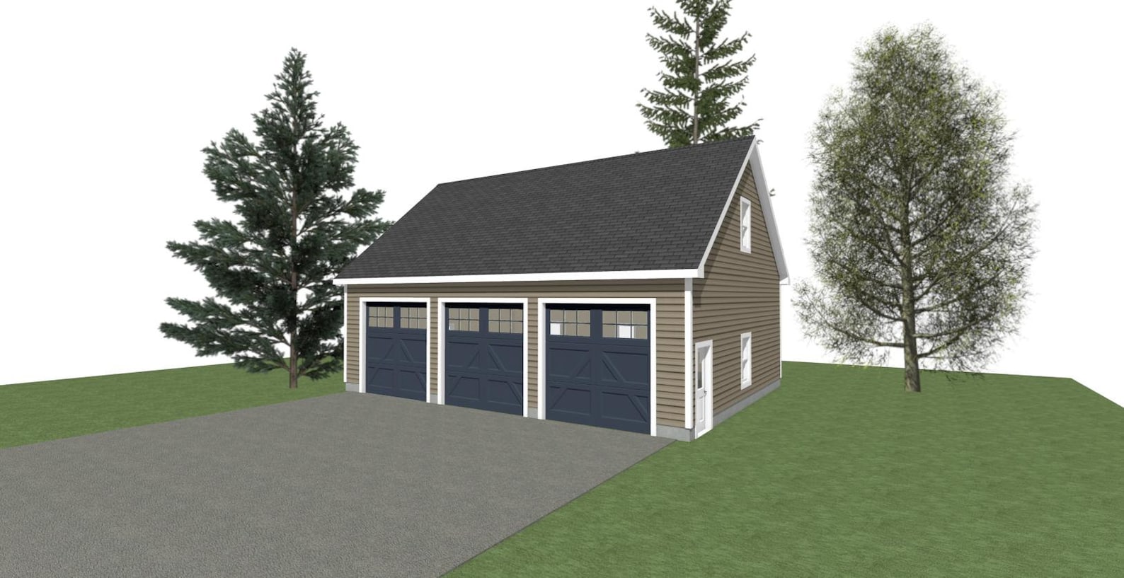 GARAGE PLANS : 40 X 30 - 3 Car Garage Plans - 12' Wall - 12/12 Pitch ...