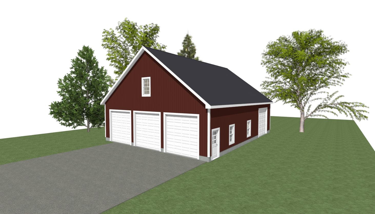 3-car Garage Plans: 40 X 50, 12' Wall, Studio Above (digital Download ...
