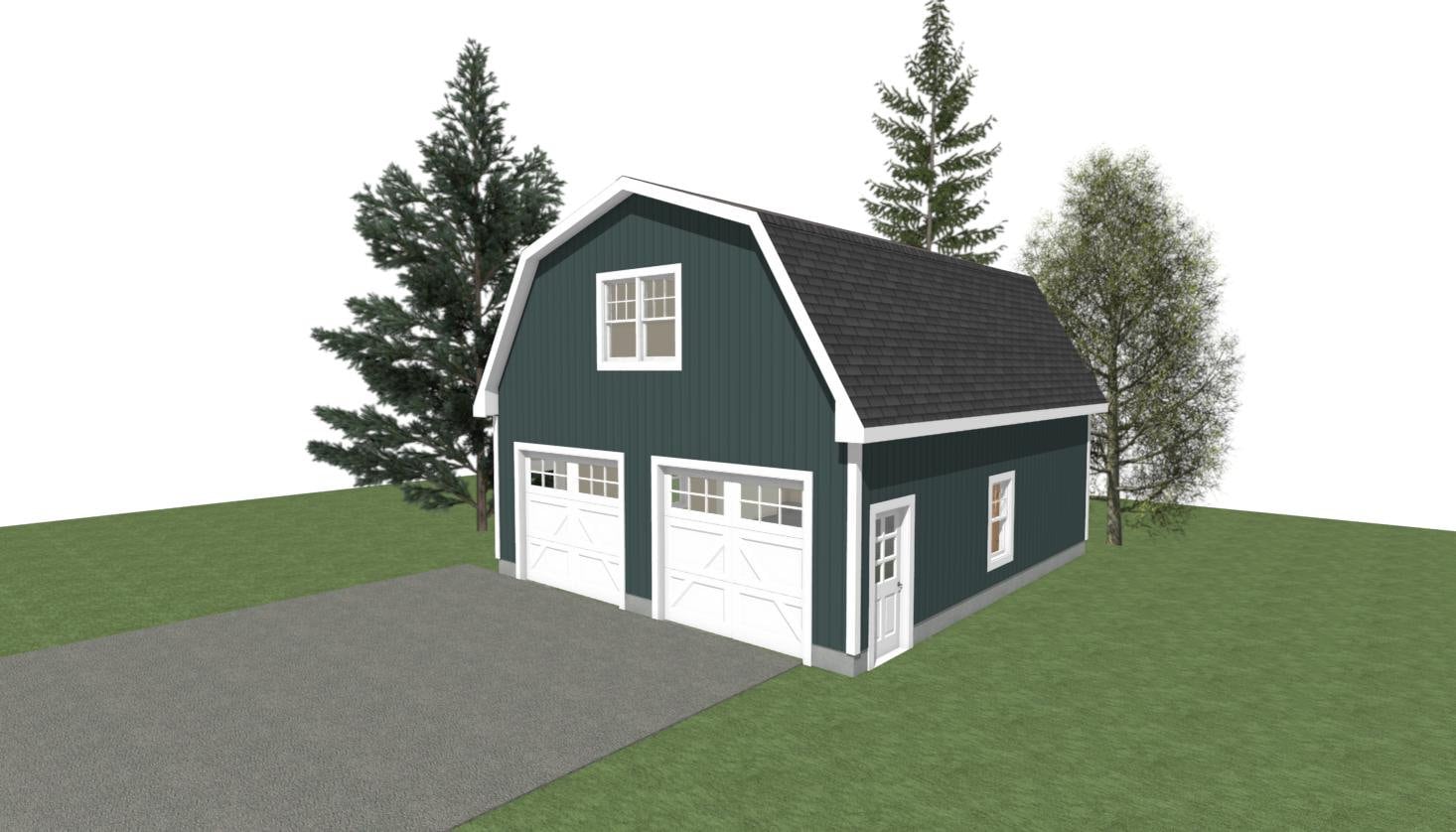2-car Garage Plan: 26 X 30 Gambrel Roof With Upper Studio (digital ...