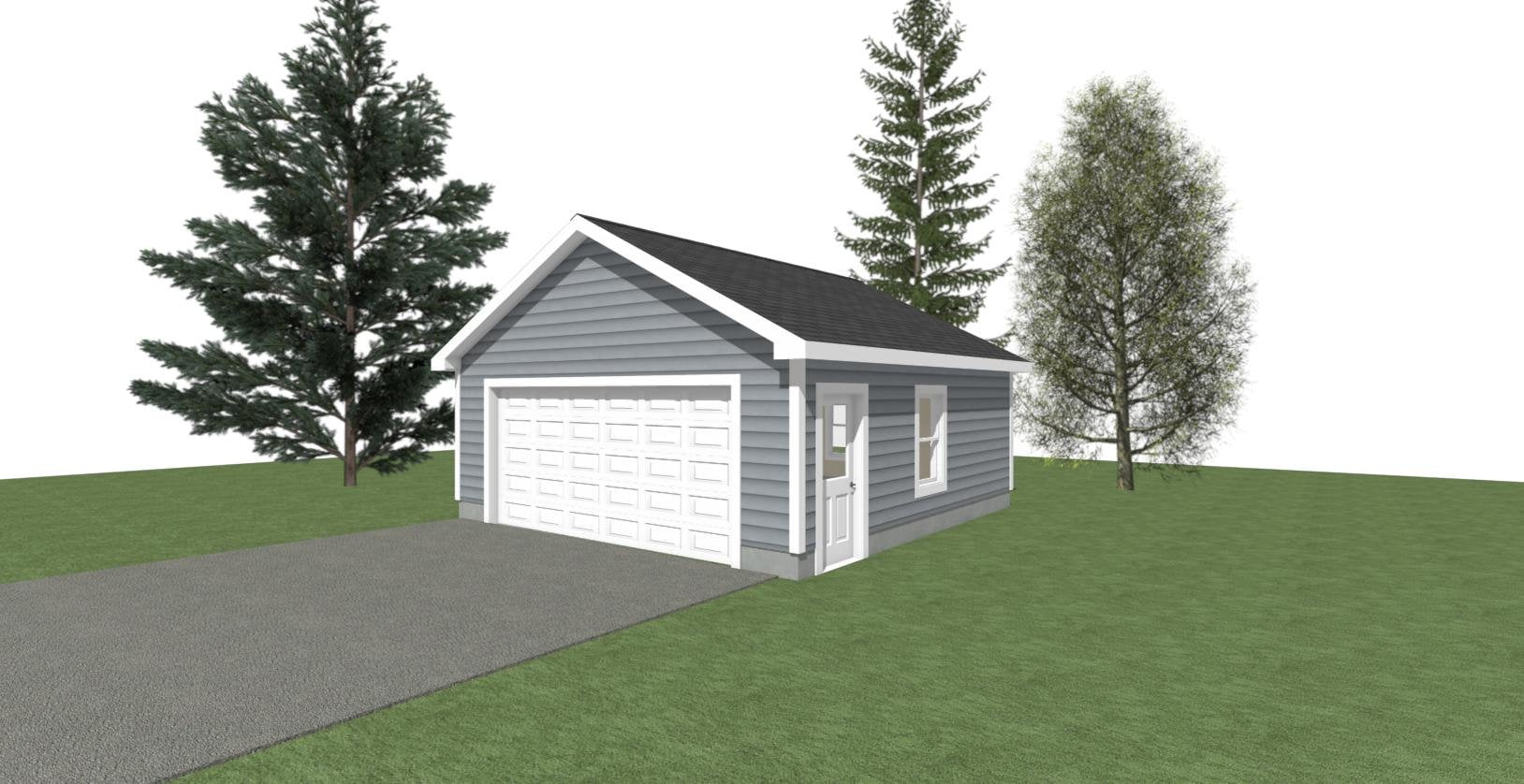 GARAGE PLANS : 22 X 22 - 2 Car/ 1 Door Garage Plans - 8' Wall - 6/12 - Etsy