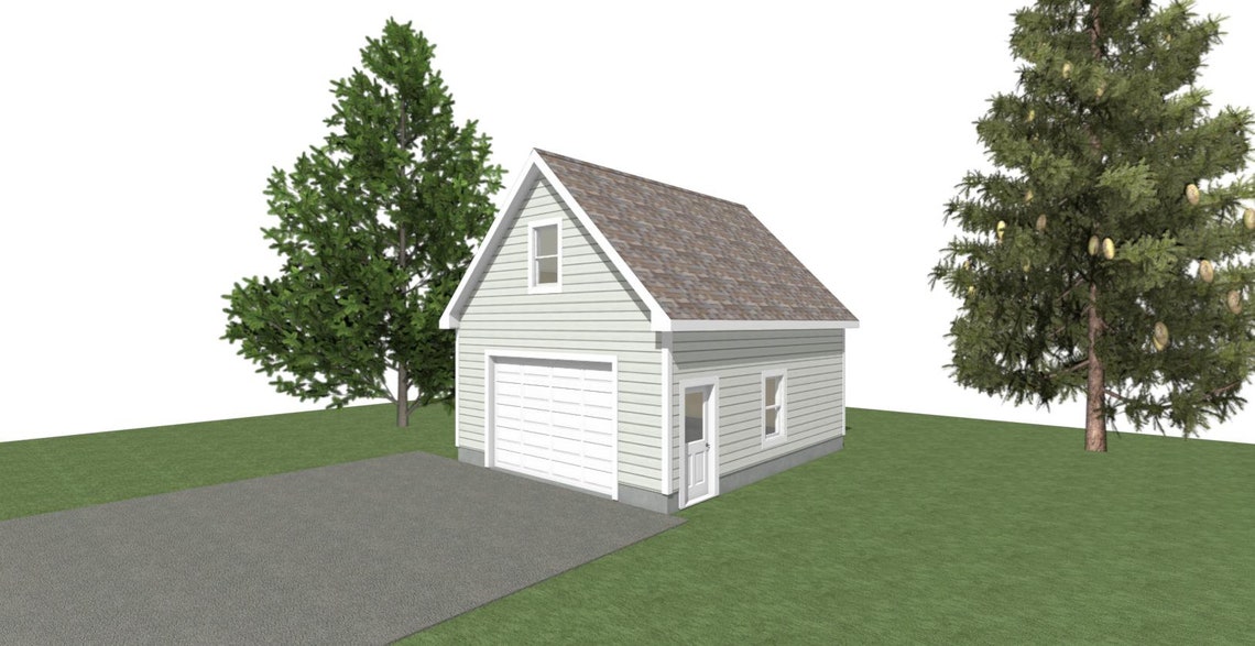 GARAGE PLANS : 20 X 24 2 Car/ 1 Door Garage Plans 10' Wall 12/12 Pitch ...