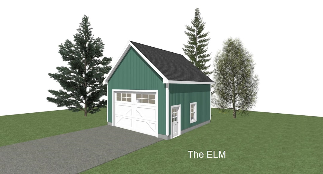 GARAGE PLAN : 22 X 22 - 2 Car/ 1 Door Garage Plans - 12' Wall - 10/12 ...