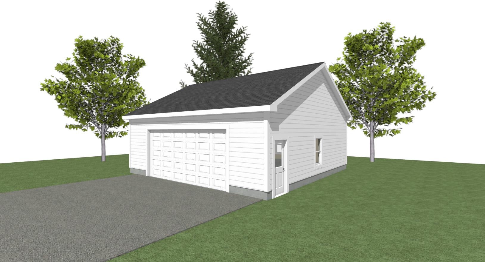 GARAGE PLANS : 30 X 30 - 2 Car/ 1 Door Garage Plans - 10' Wall - 6/12 ...