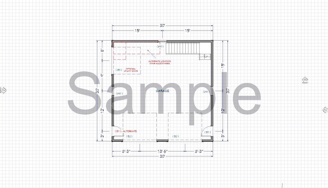 GARAGE PLAN : 30 X 30 - 2 Car Garage Plans - 10/12 and 12/12 Pitch ...