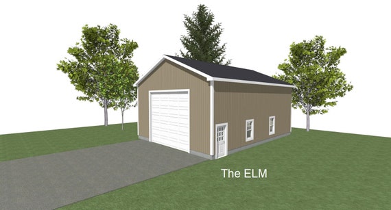 GARAGE PLANS : 30 X 40 2 Car Garage Plans 1 Door 16' | Etsy