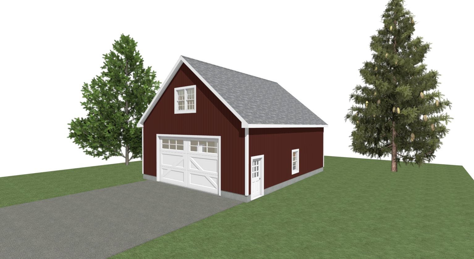 2-car Garage Plans: 30 X 36, 10/12 Pitch, Storage Above (digital ...