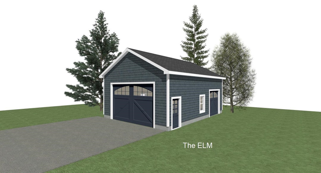 GARAGE PLANS : 24 X 32 - 2 Car Garage Plans - 1 Door - 12' Wall - 6/12 ...