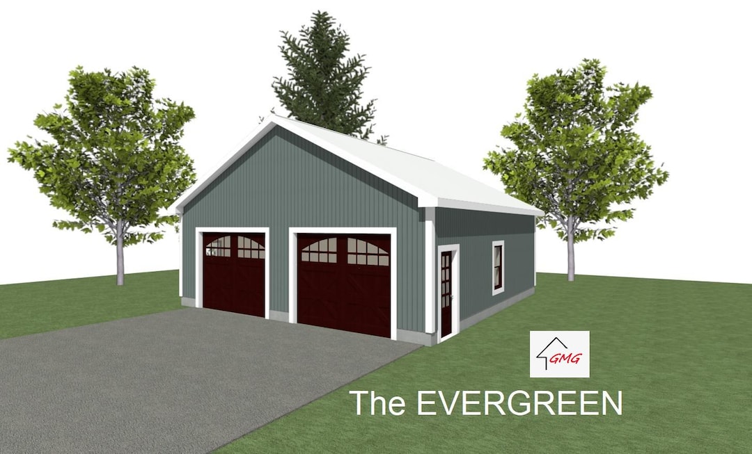 2 Car Garage Plans : 30x30, 10'-0" Wall, 6/12 & 8/12 Pitch (digital ...