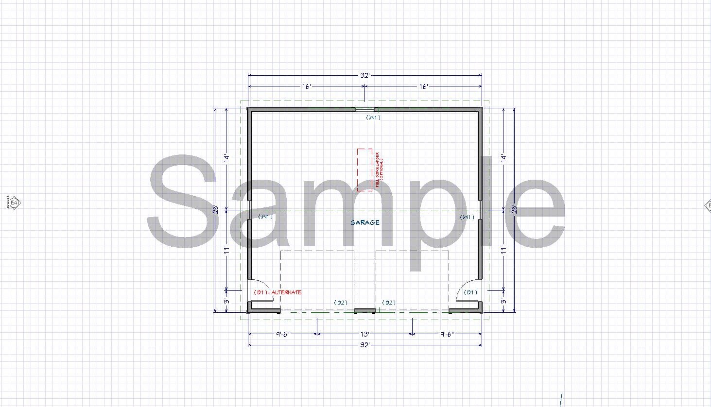 GARAGE PLAN : 32 X 28 - 2 Car Garage Plans - 10' Wall - 6/12 and 8/12 ...