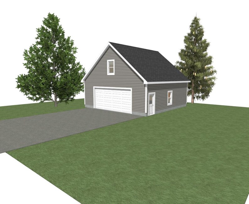 GARAGE PLANS : 30 X 30 - 2 Car/ 1 Door Garage Plans - 10' Wall - 10/12 ...
