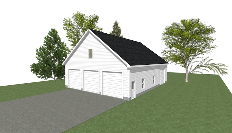 3-car Garage Plans: 40 X 50, 12' Wall, Studio Above (digital Download ...