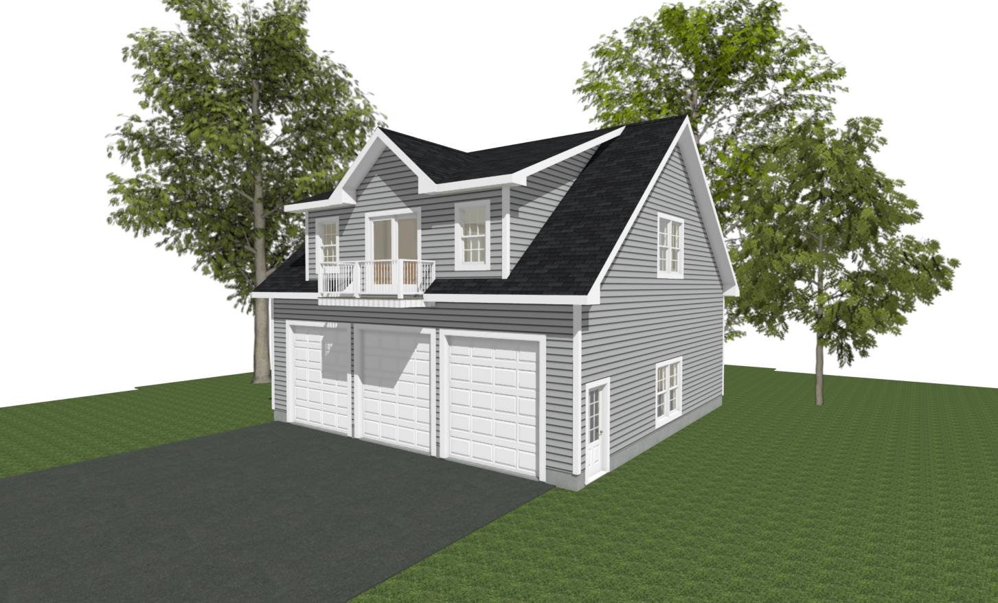 3-car Garage Plan: 36x36 With Studio Apartment Above (digital Download ...
