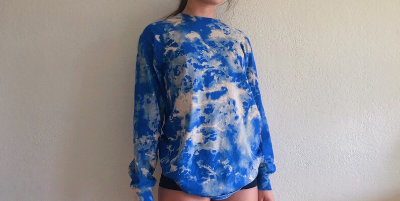 Blue Bleach Tie Dyed Long Sleeve T-shirt - Etsy