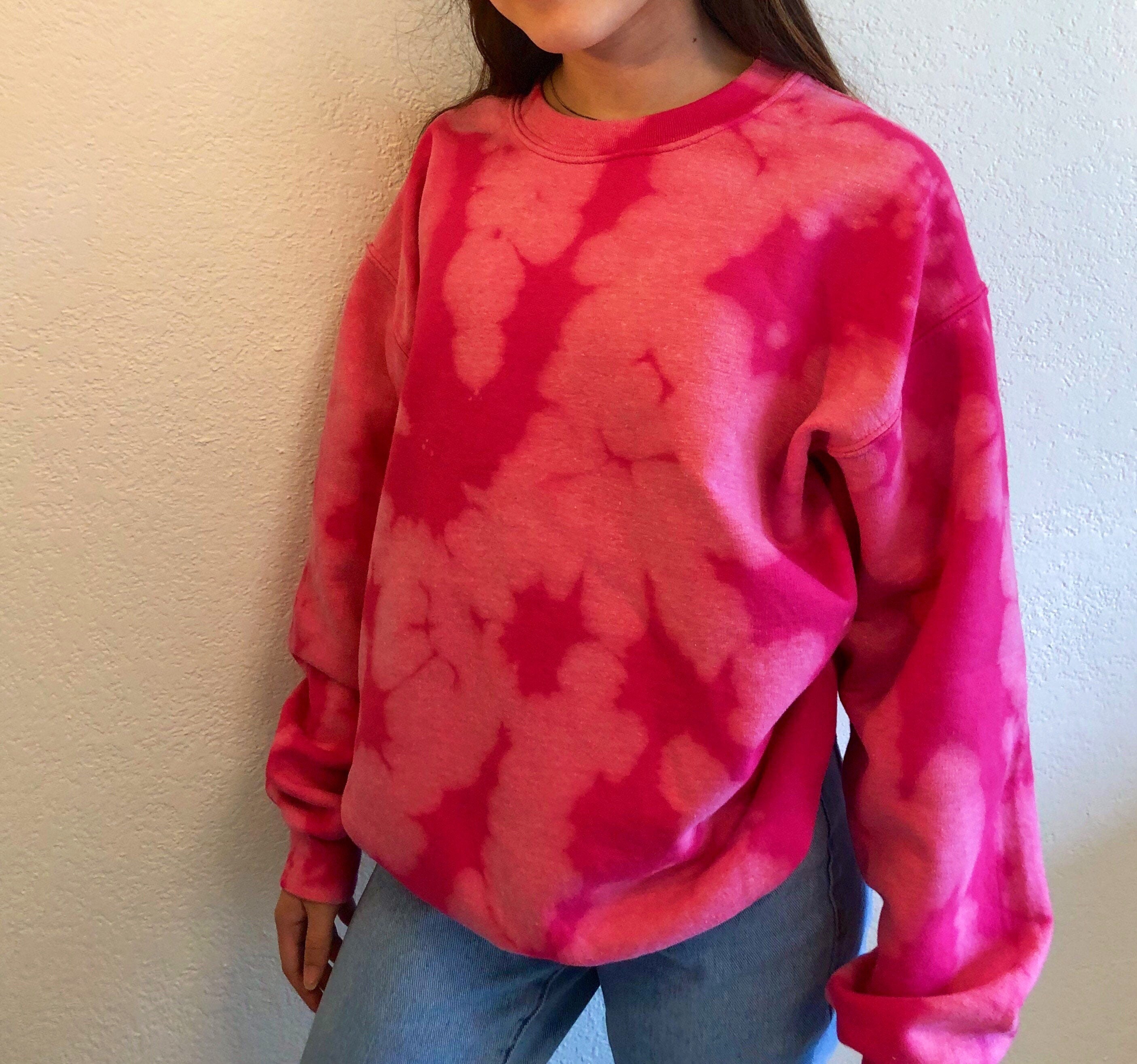 Pink Bleach Tie Dyed Crew Neck Sweatshirt/pullover - Etsy