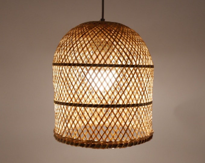 Tall Woven Repurposed Fish Trap Pendant Light Shade, Artisan Light ...