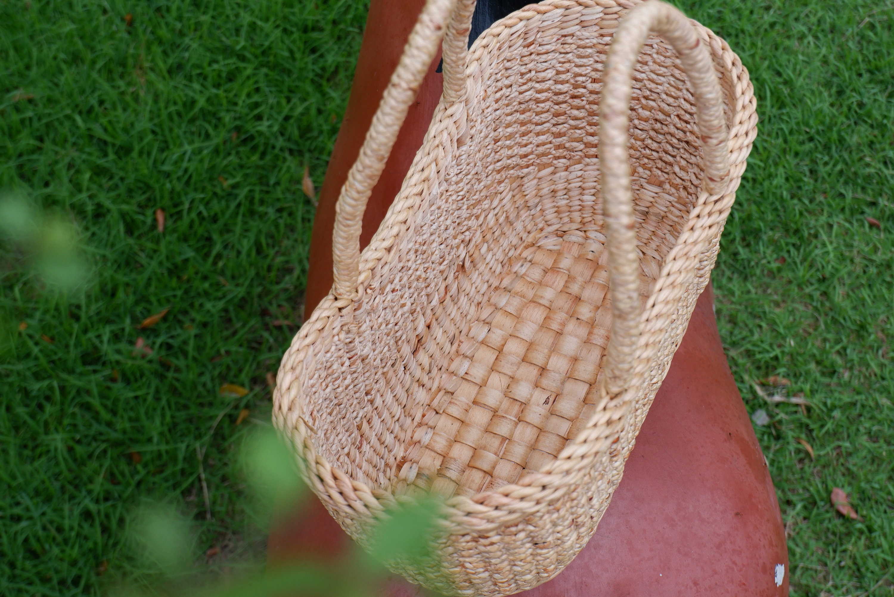 Straw Bag, Straw Woven Basket, Water Hyacinth Basket, Beach Bag ...