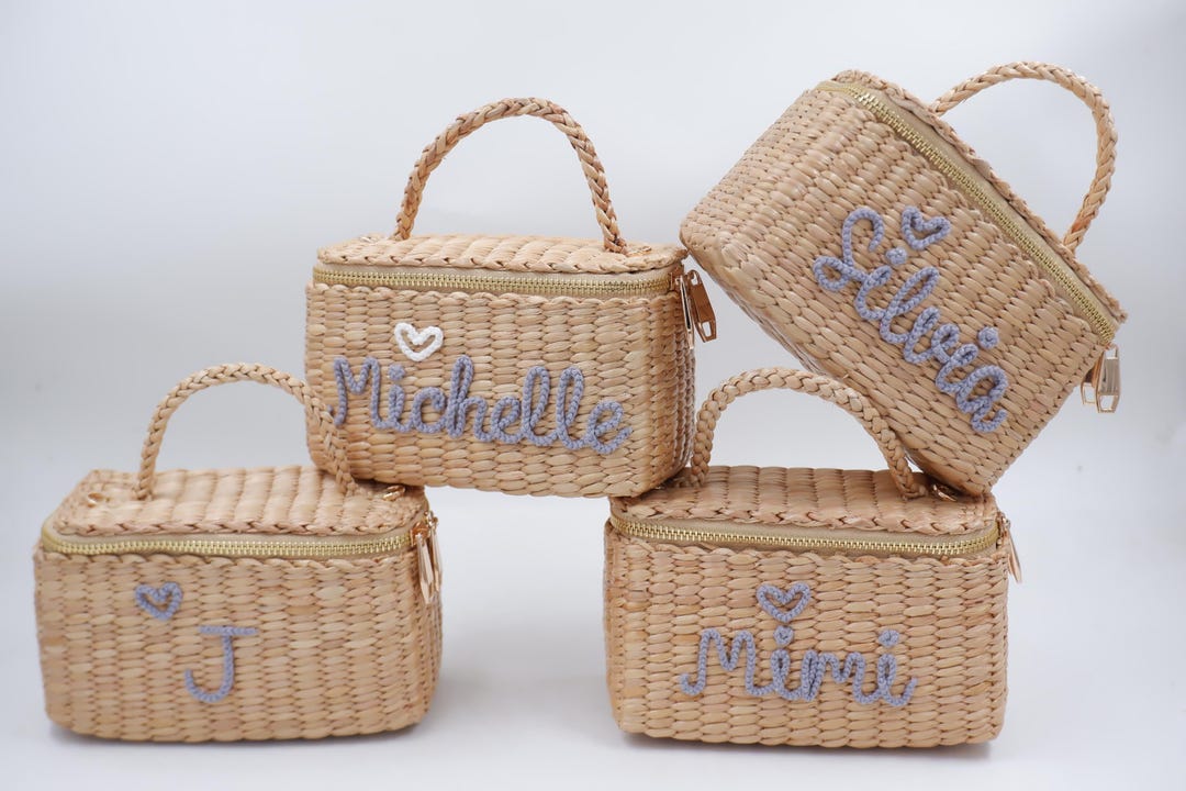 Personalized Woven Straw Makeup Bag: Bridal Gift - Etsy