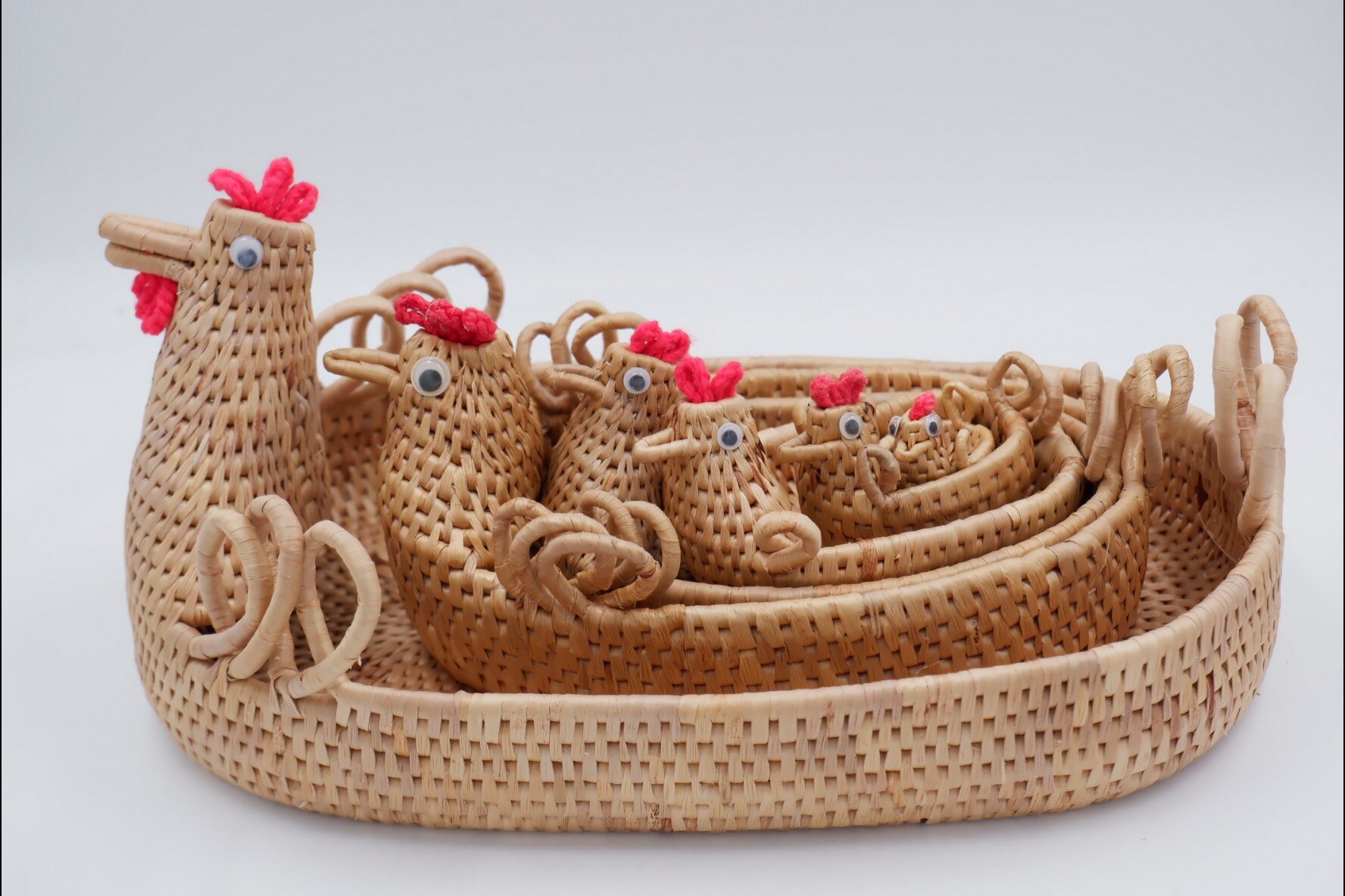 Woven Chicken Basket Set (6 PCS): Farmhouse Easter Decor - Etsy