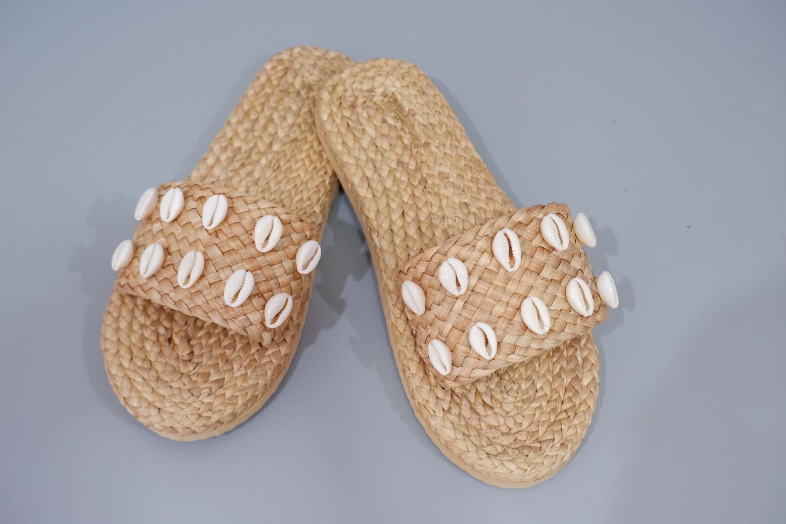 Shell Beach Wedding Sandals: Water Hyacinth Bridal Slippers - Etsy