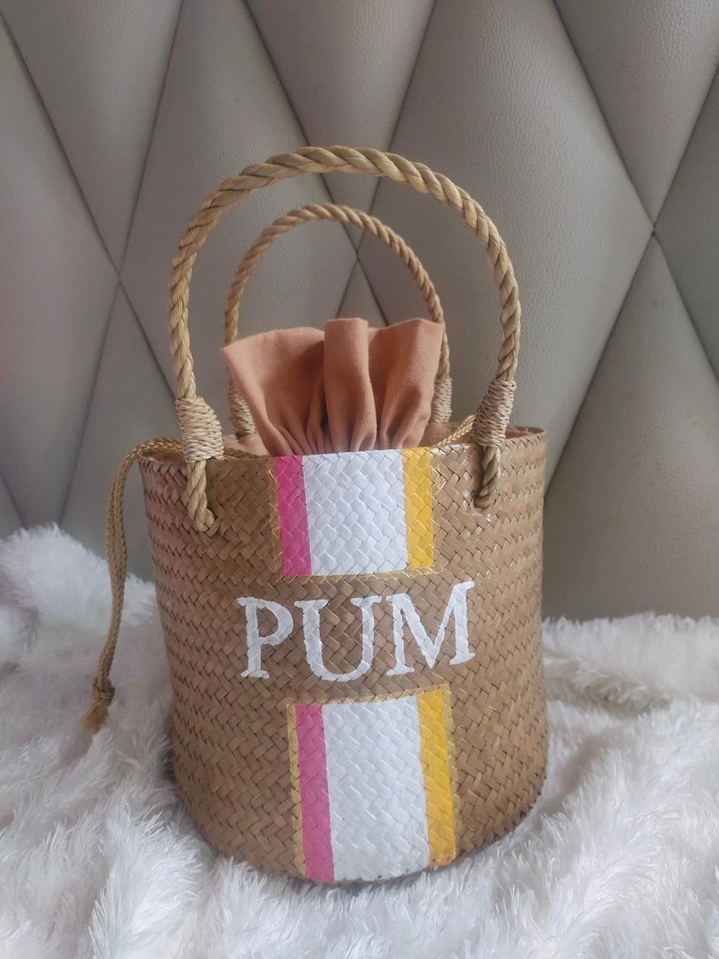 Personalized Woven Straw Beach Bag, Tropical Bachelorette Party Favor ...