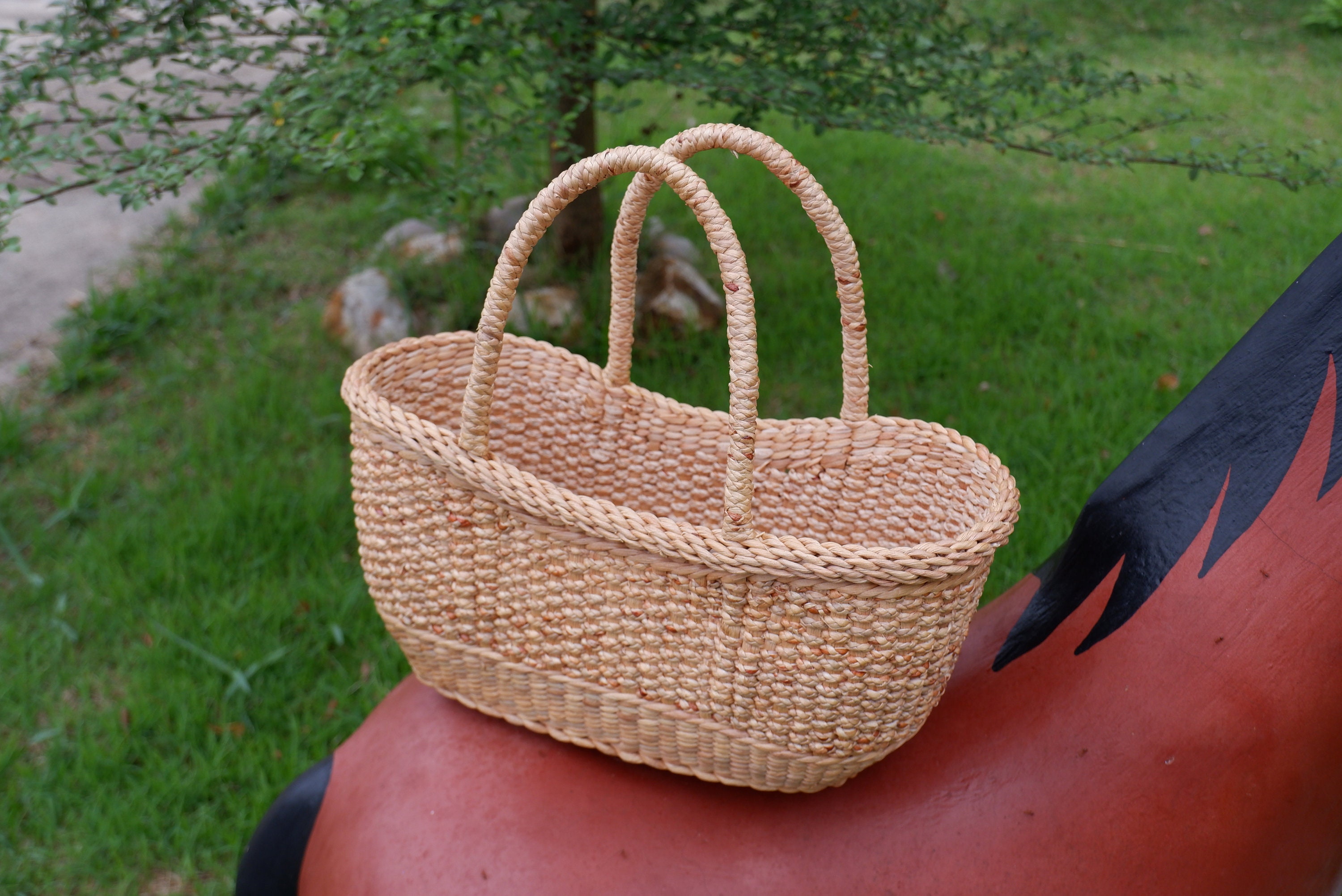 Straw Bag, Straw Woven Basket, Water Hyacinth Basket, Beach Bag ...
