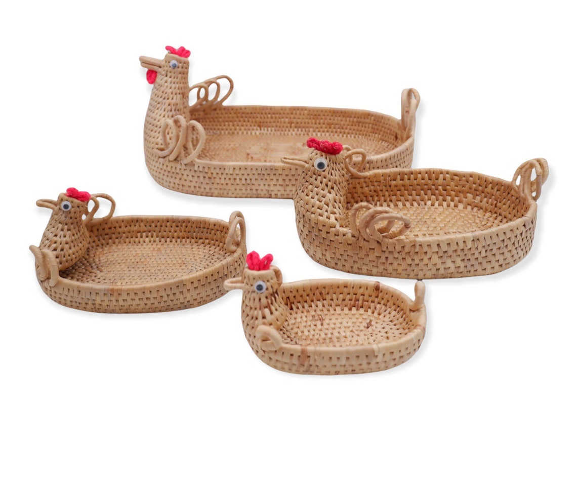 Woven Chicken Basket Set (6 PCS): Farmhouse Easter Decor - Etsy