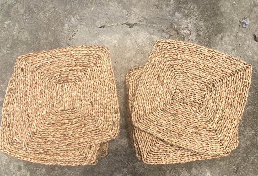 Handwoven Water Hyacinth Meditation Mat: Square Seat Pad (40x40x1.5cm ...