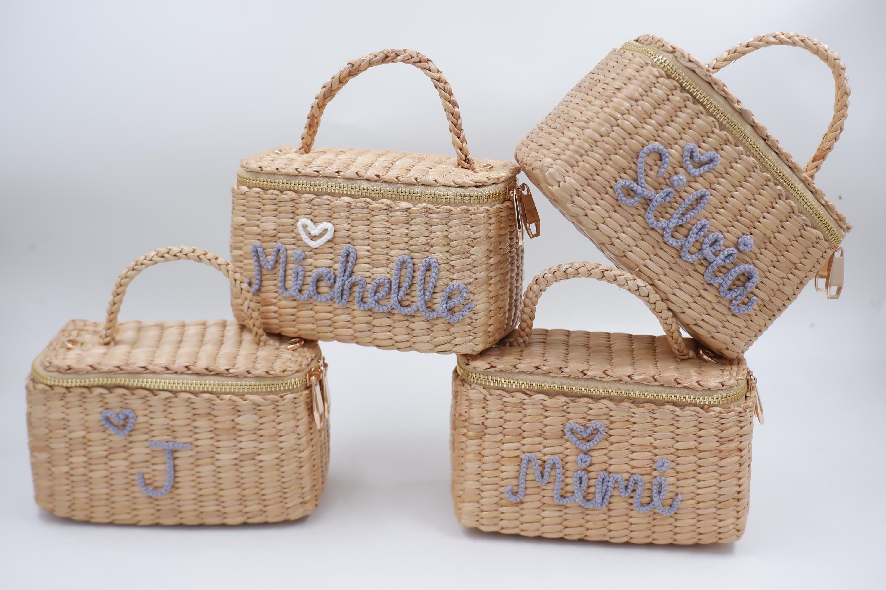 Personalized Woven Straw Makeup Bag: Bridal Gift - Etsy