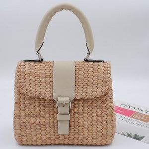 Straw Bag With Natural Leather Handle, Straw Bag, Summer Bag, Woven ...