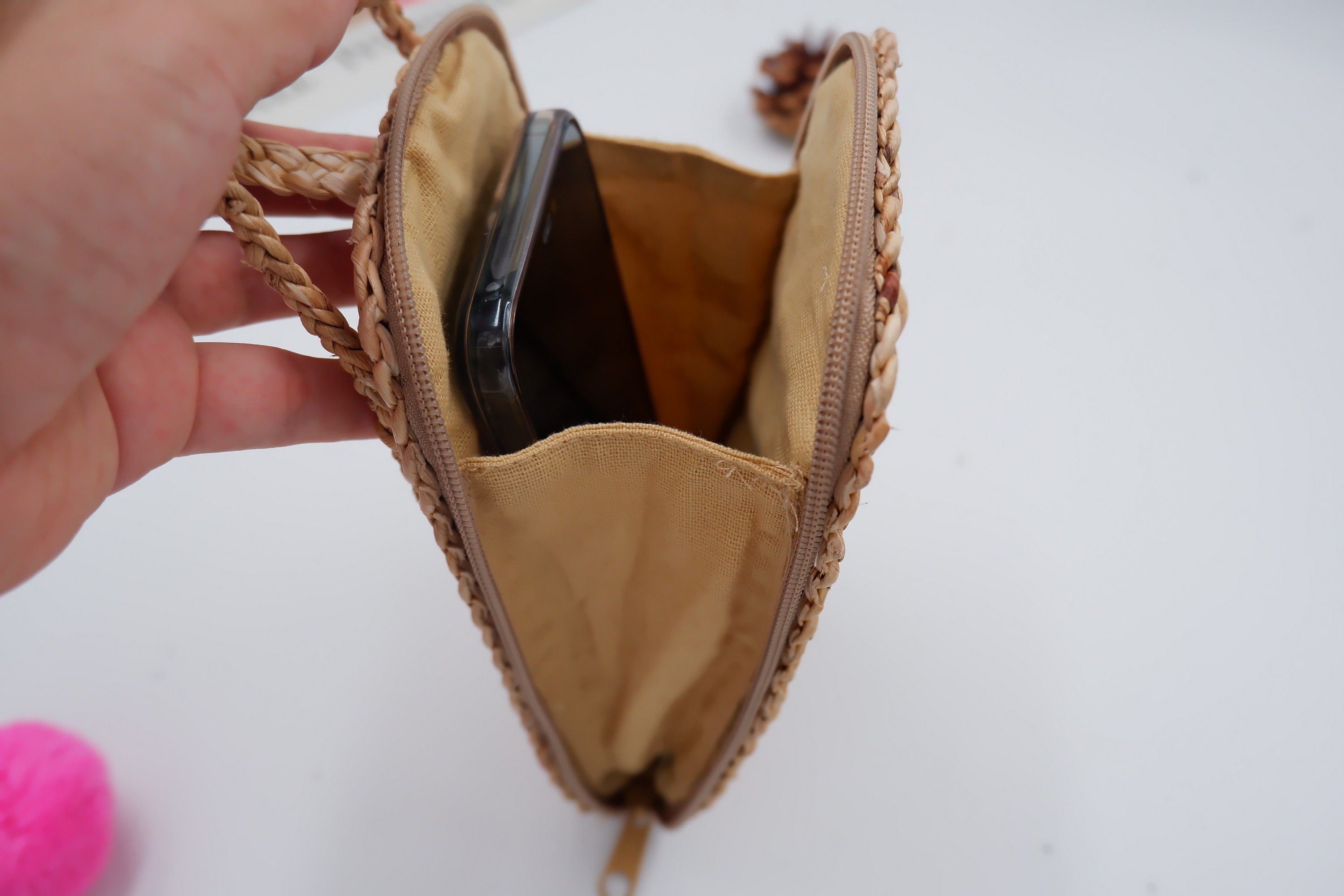 Cell Phone Holder Cell Phone Bag Straw Phone Holder Mobile - Etsy