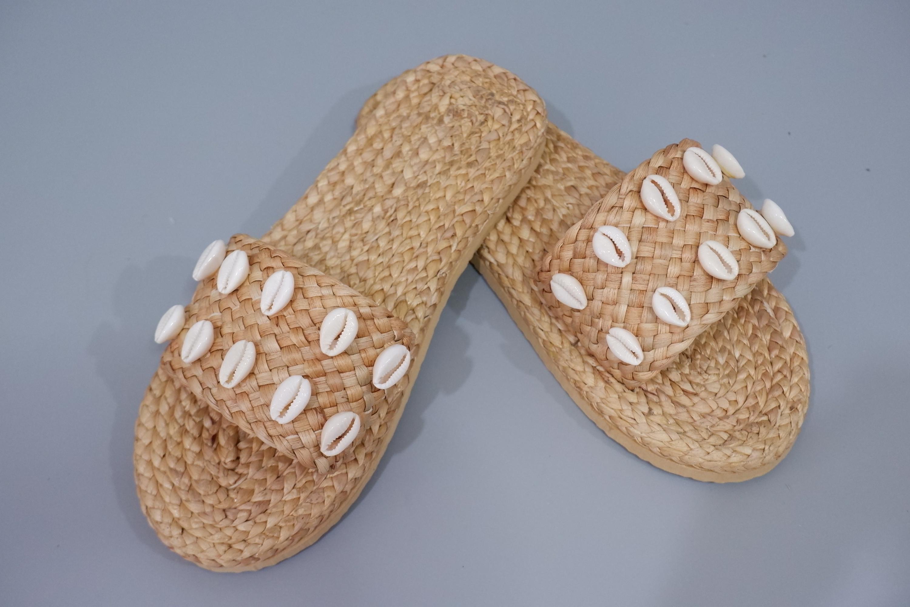 Shell Beach Wedding Sandals: Water Hyacinth Bridal Slippers - Etsy