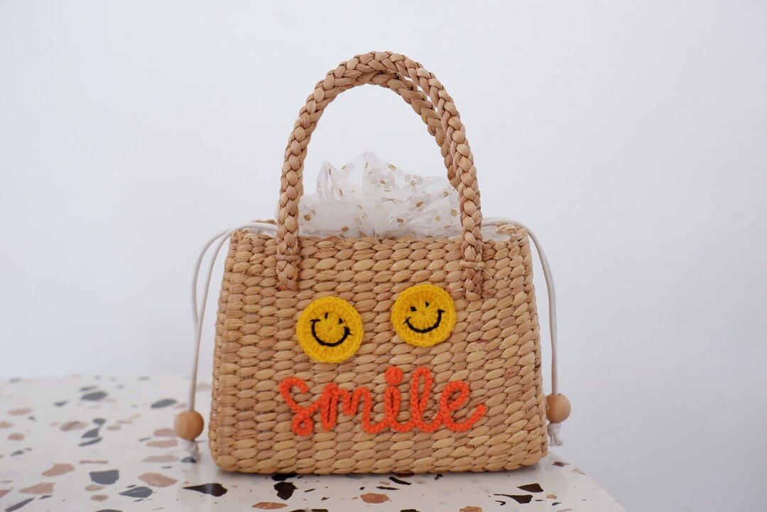 Little Girl Smile Straw Purses, Straw Shoulder Crossbody Bag Girl ...