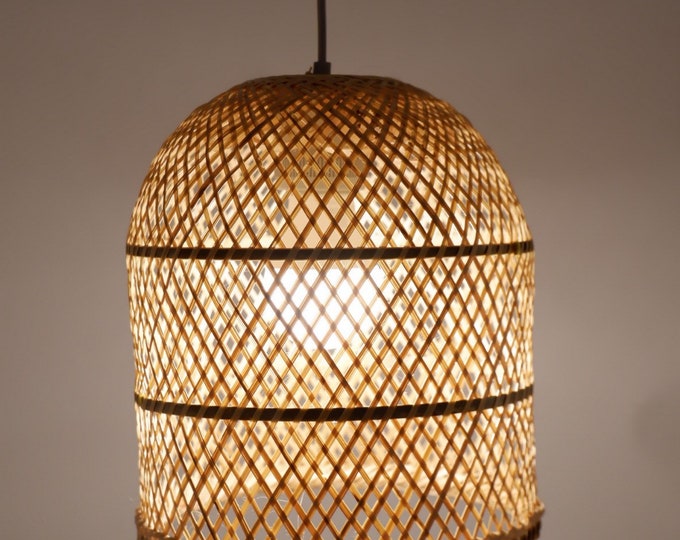 Tall Woven Repurposed Fish Trap Pendant Light Shade, Artisan Light ...