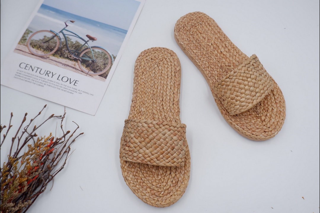 Women's Handmade Woven Straw Sandals Beach Shoes - Etsy
