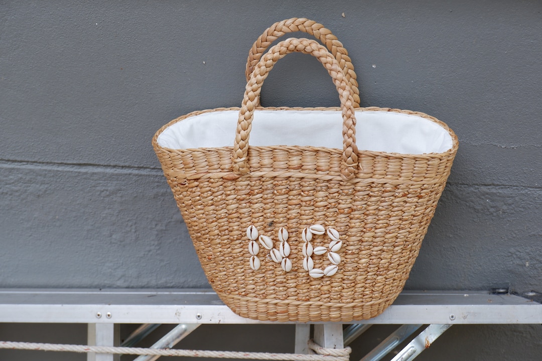 Customized Letters, Personalized Shell Woven Bag, Monogram Straw Tote ...