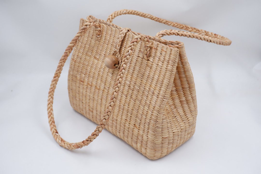 Woven Straw Beach Tote Bag, Water Hyacinth, Bridesmaid Gift - Etsy