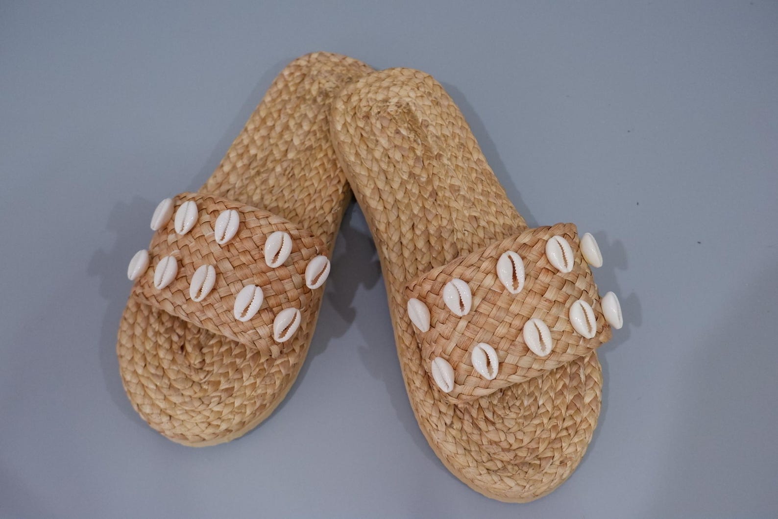 Shell Beach Wedding Sandals: Water Hyacinth Bridal Slippers - Etsy