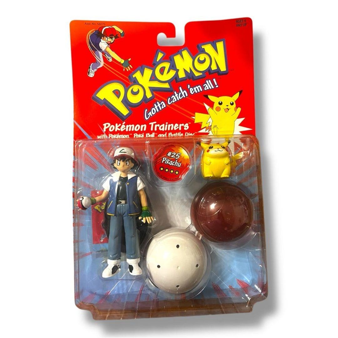 New RARE Vintage 1999 Hasbro Pokemon Trainers Ash W/ #25 Pikachu NOS ...
